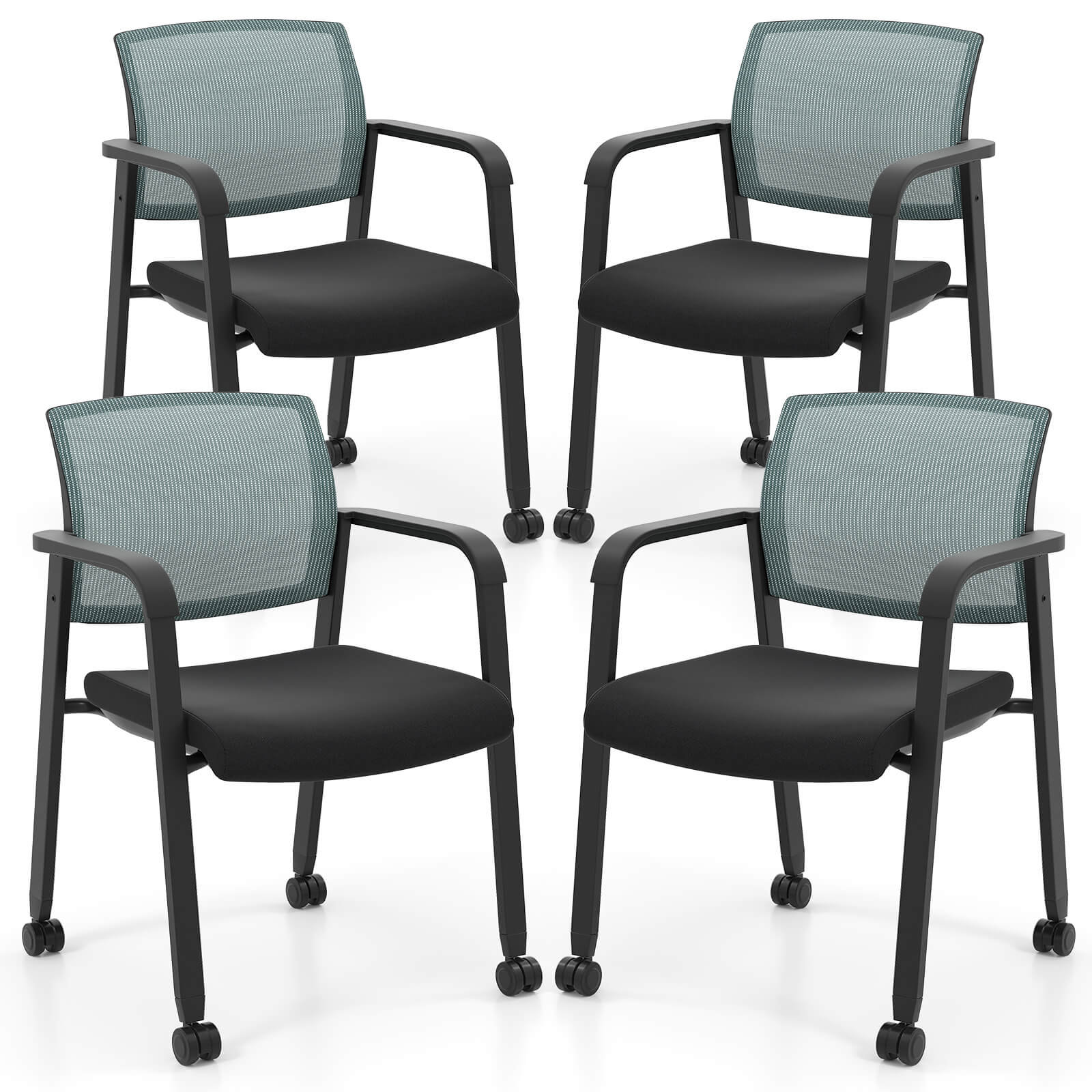 Inbox Zero Conference Chairs Set Of 4 Stackable Office Guest Mesh Chair ...