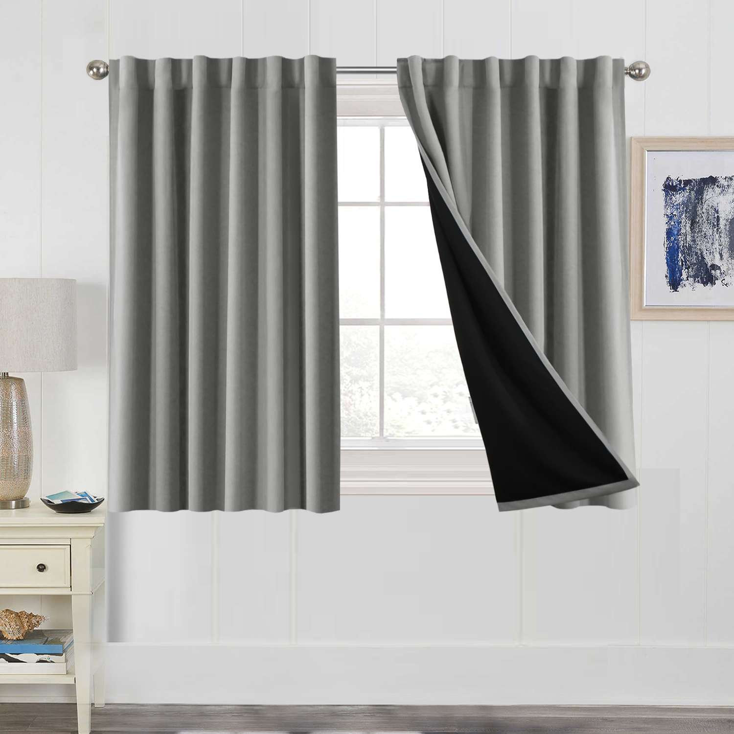 Ebern Designs Lundon 100% Blackout linen for Bedroom Curtain Panels ...
