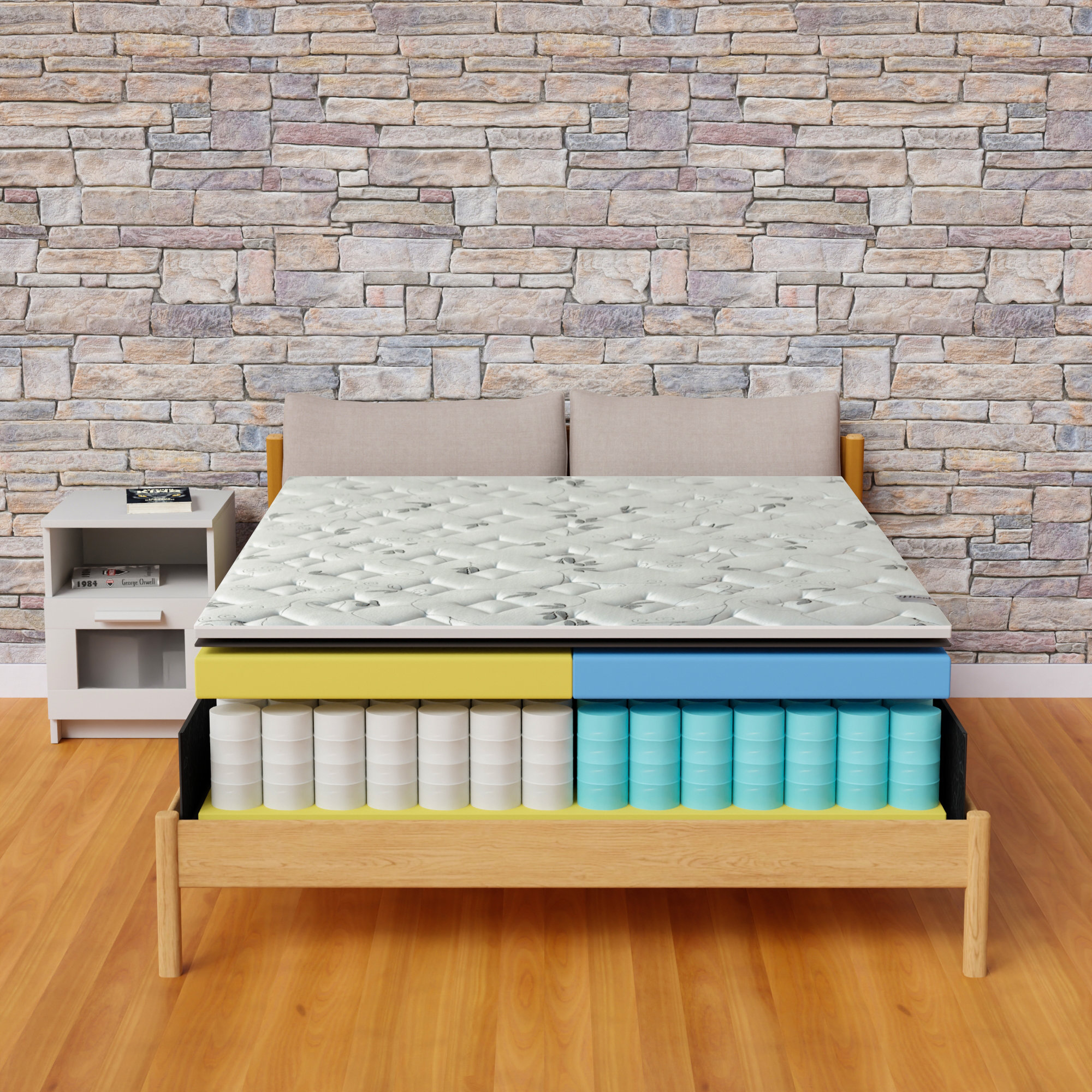 Alwyn Home Wenee 12-Inch Dual Comfort Firm & Soft Mattress with Pocket Coil Springs, Split ...