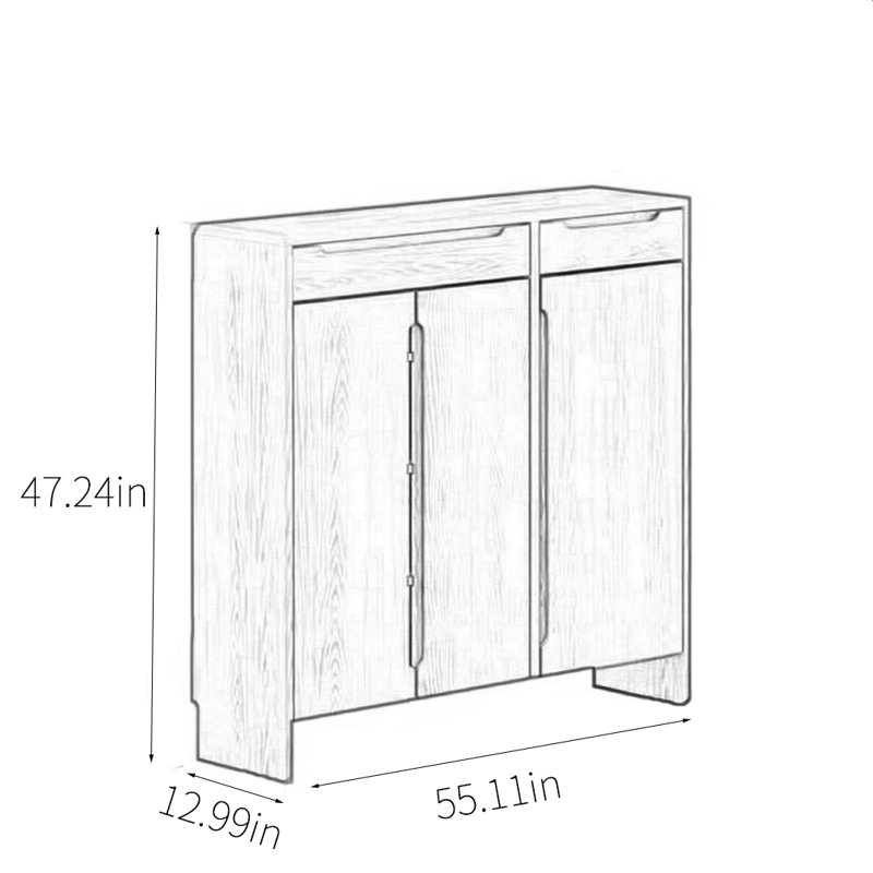 DICIXA Solid Oak Door Shoe Cabinet 28 Pair Solid Wood Shoe Storage ...
