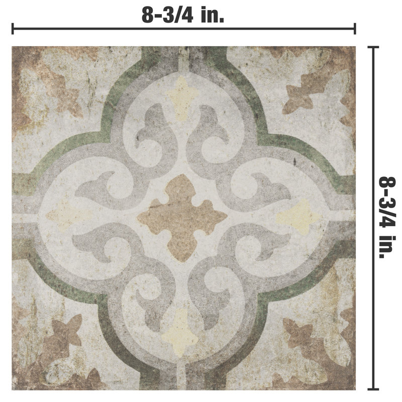 Merola Tile DAnticatto Decor Palazzo 9" x 9" Porcelain Wall & Floor ...