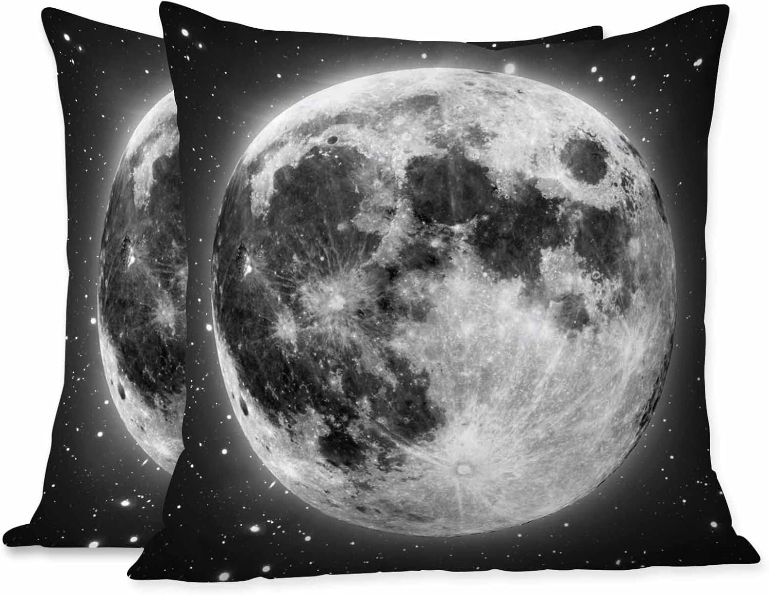 Acoloy Decor Throw Pillow Case Full Moon Bright With Stars In Black ...