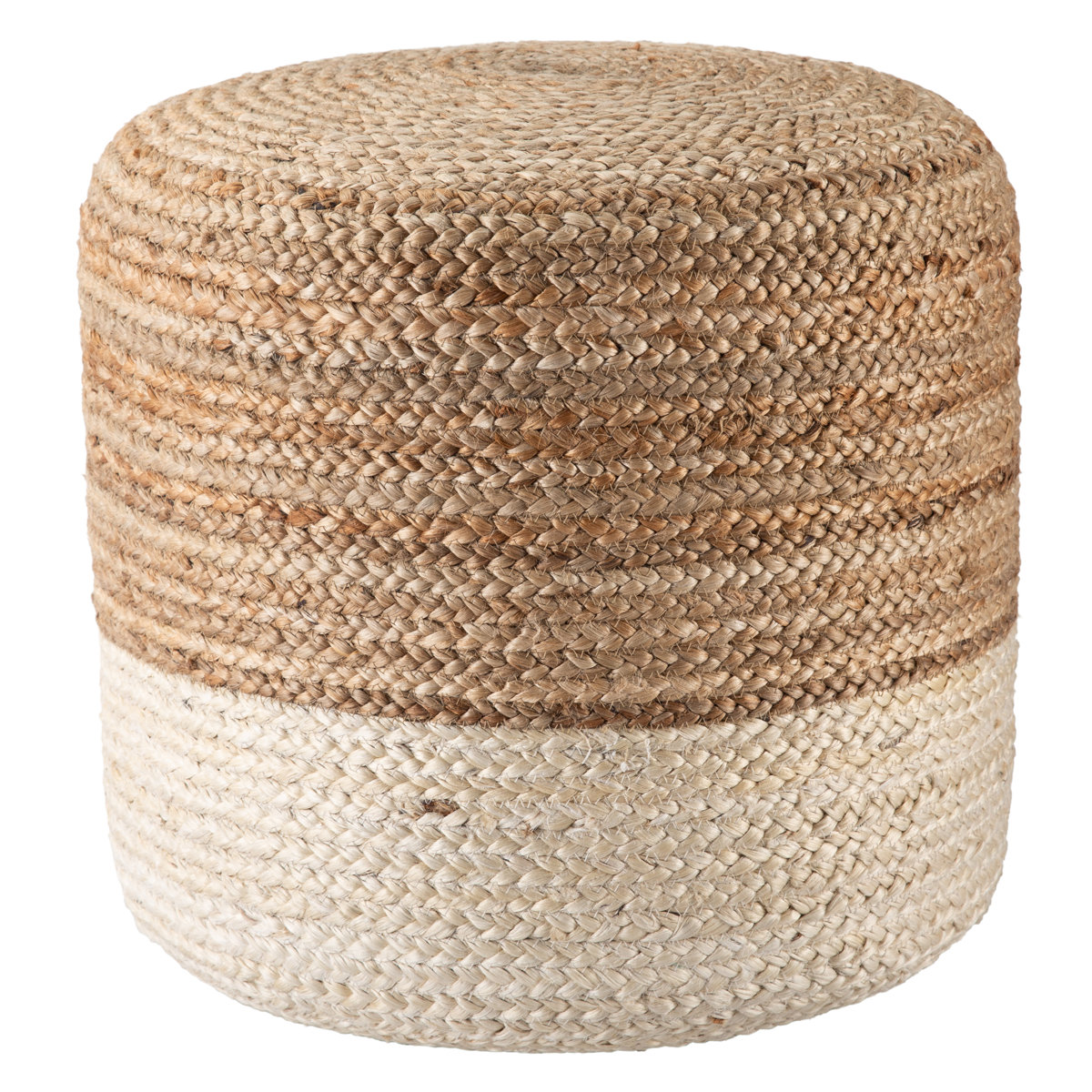 Mistana™ Teen Fabian 18" Wide Round 100% Braided Jute Ombre Pouf ...
