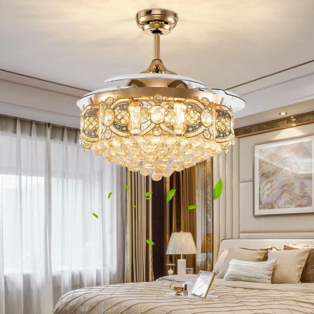 Rosdorf Park Crystal Fandelier Ceiling Fan With Light, Modern ...