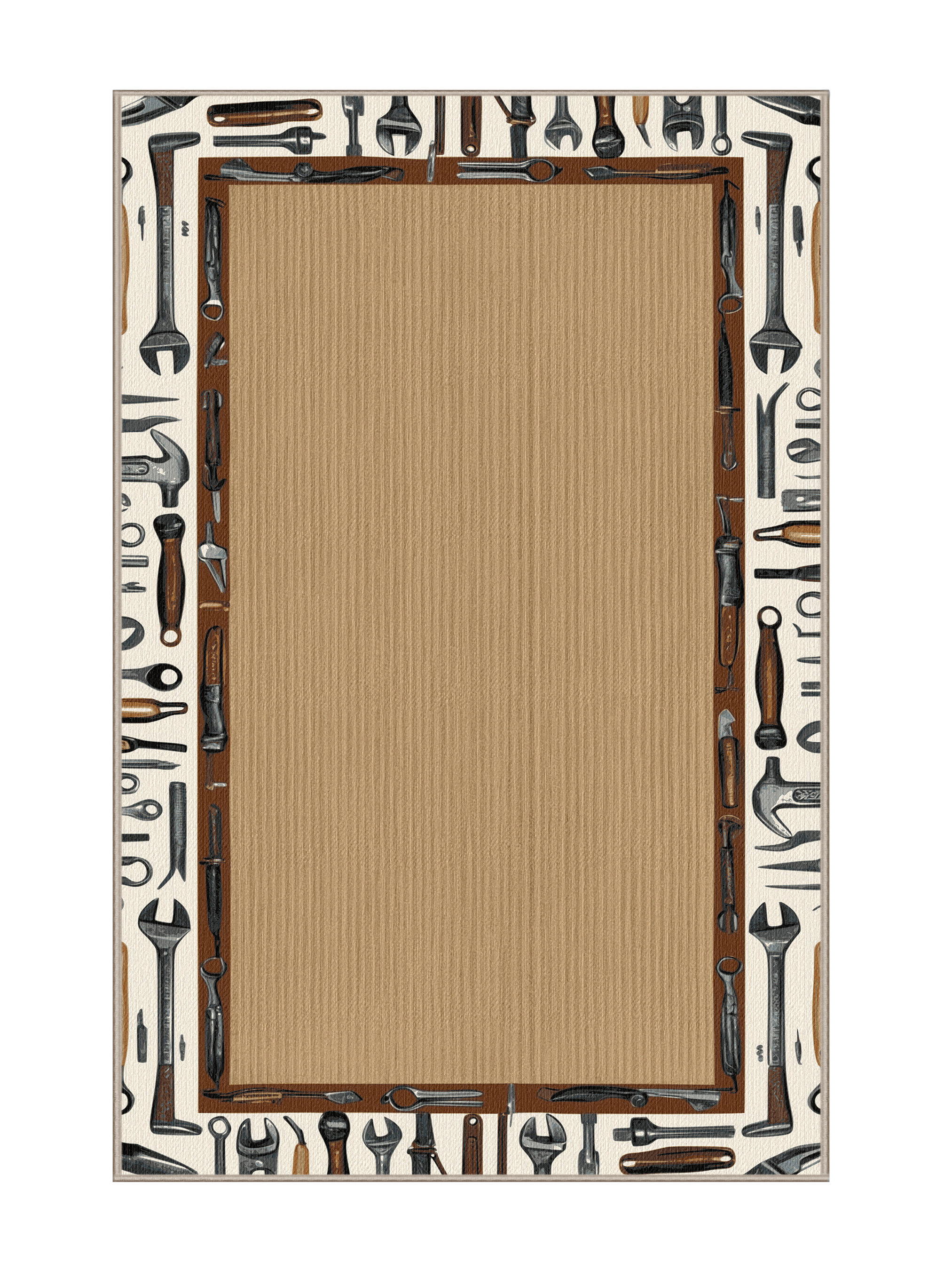 One Allium Way® Washable Tool Pattern Border Farm Area Rug | Wayfair