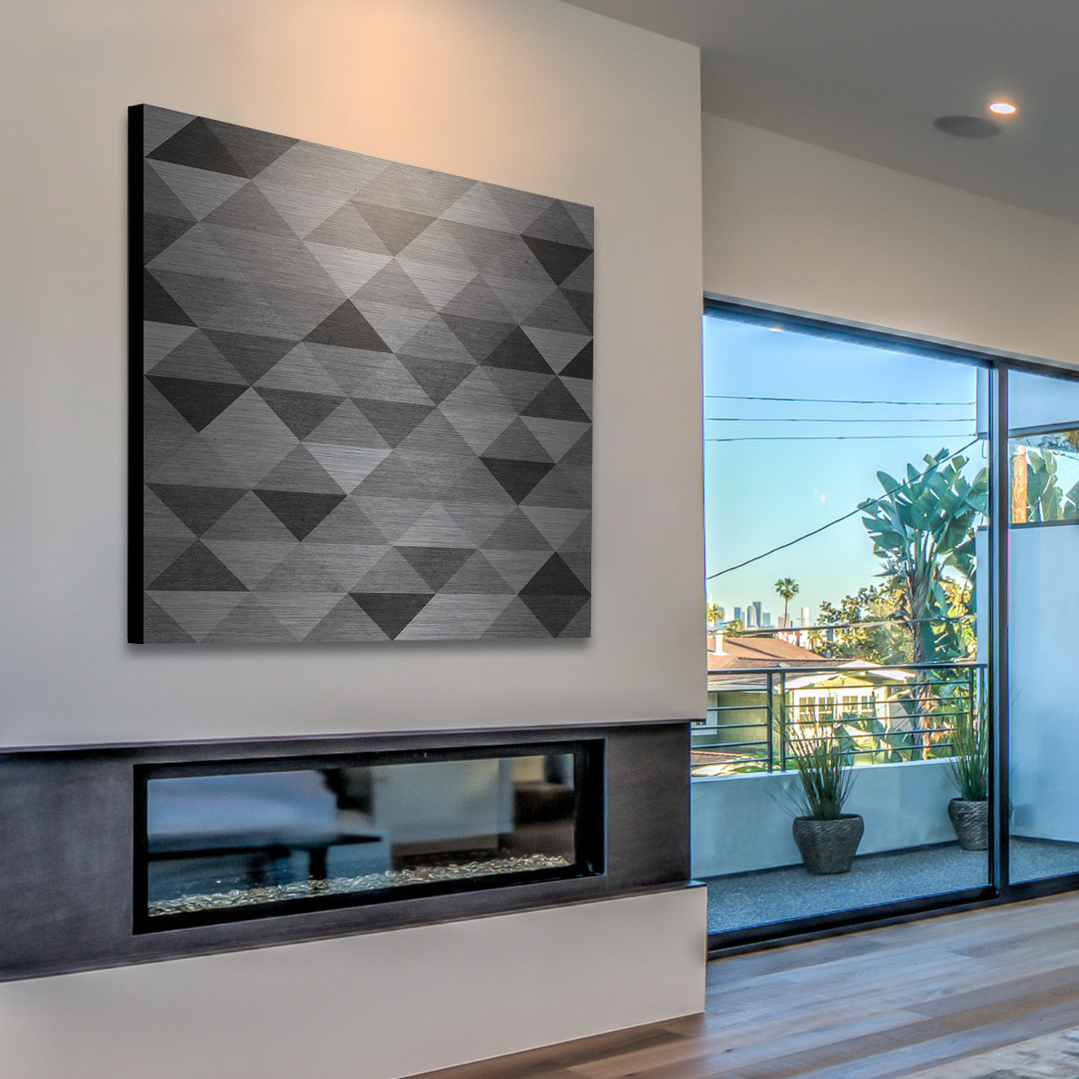 Marmont Hill 'Chromatic Triangles' Painting Print on Brushed Aluminum ...