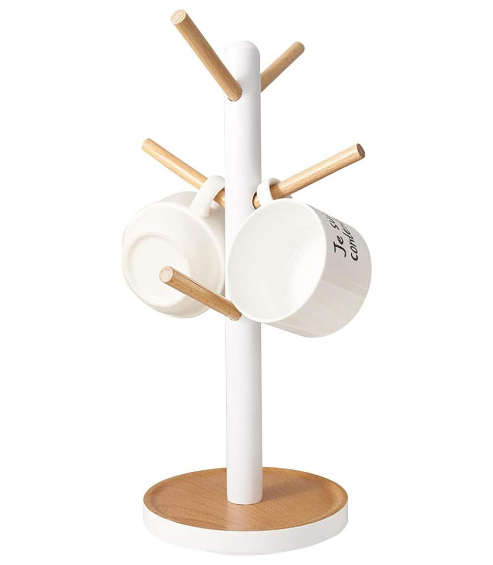 Latitude Run® Wooden Mug Holder Tree, Removable Coffee Tea Cup Holder ...