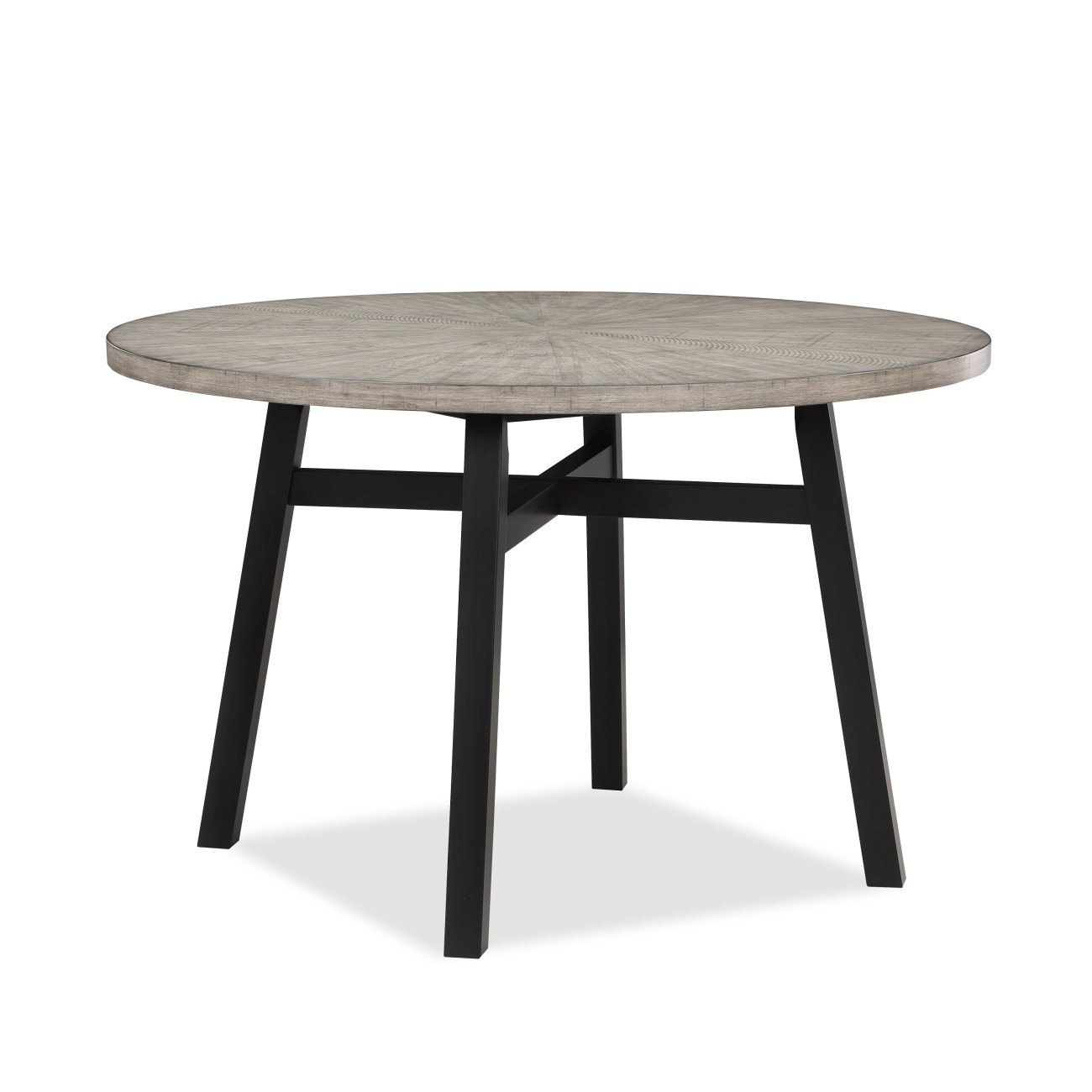 Lark Manor 1Pc Contemporary Grey Round Dining Table Dark Brown Base ...