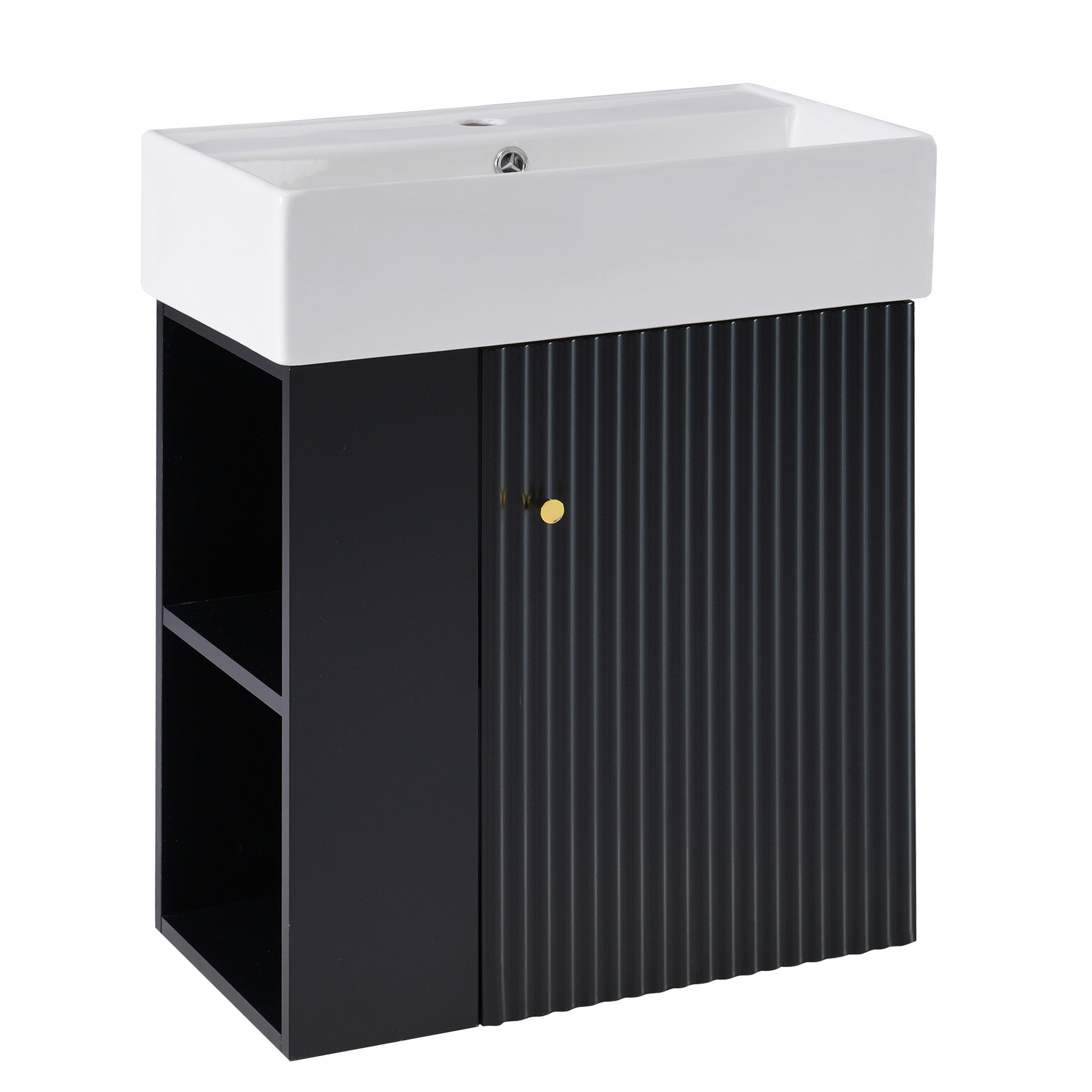 Ebern Designs Modern Bathroom Vanity With Ceramic Basin And Wave ...