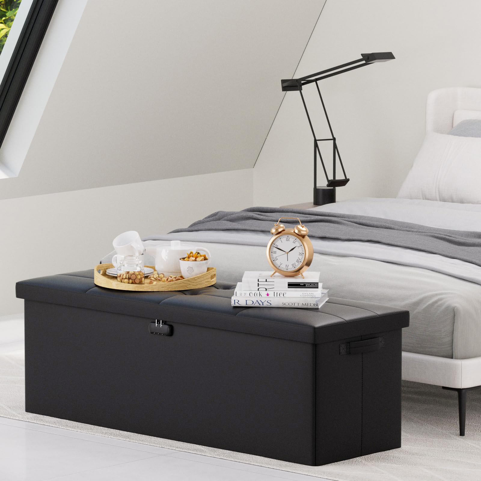 Latitude Run® Storage Ottoman Bench,Fireproof&Waterproof Folding Bench ...