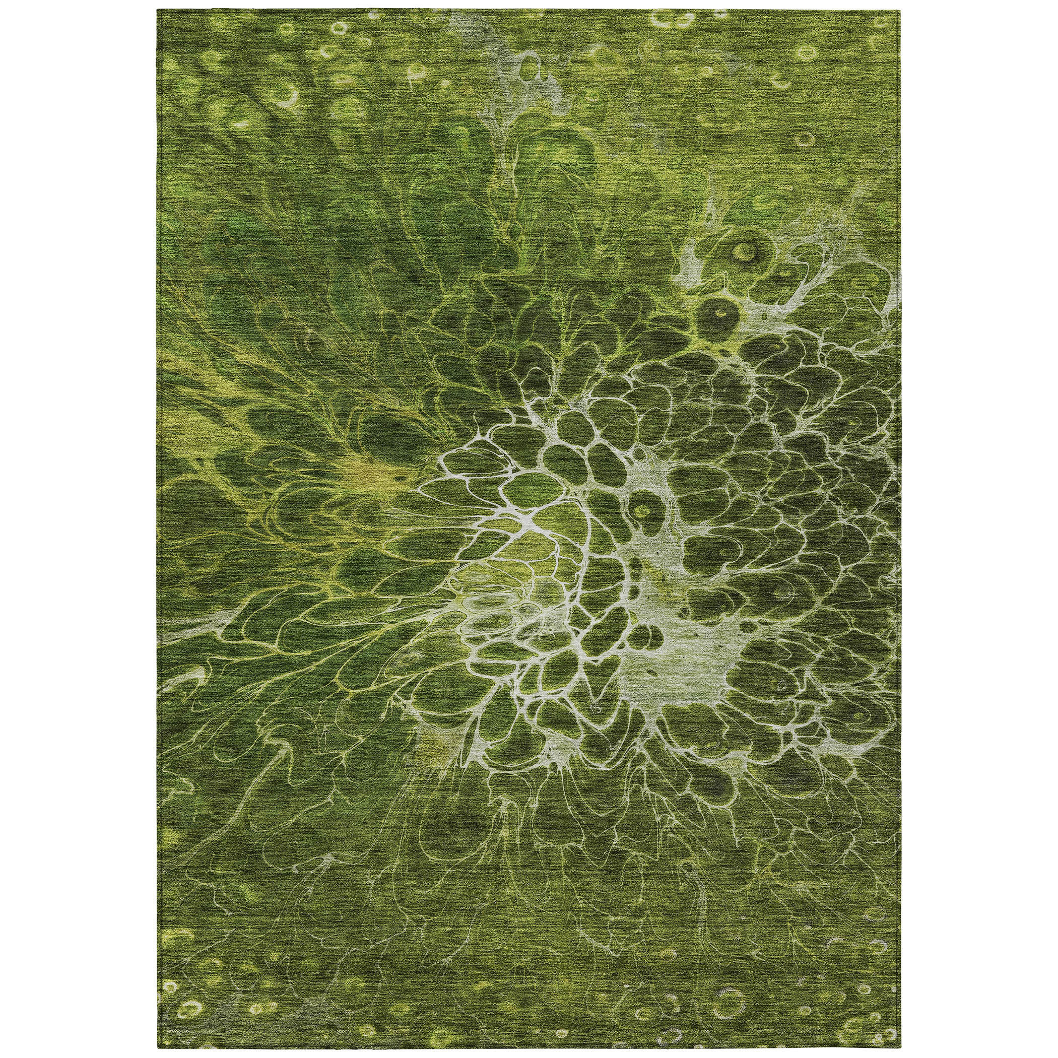 HomeRoots 9' X 12' Olive Green And Sage Abstract Washable Indoor ...