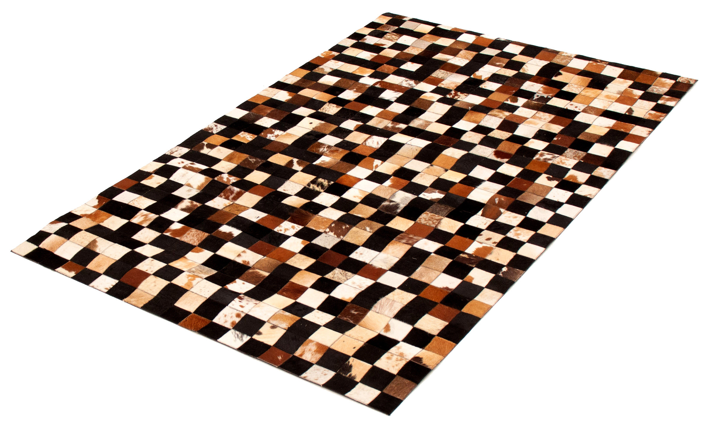 Union Rustic Rawtenstall Checkered Handmade Cowhide Dark Brown/Black ...