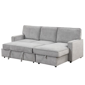 Ebern Designs Finkle 89 Inch Upholstery Sleeper Sectional Sofa with ...