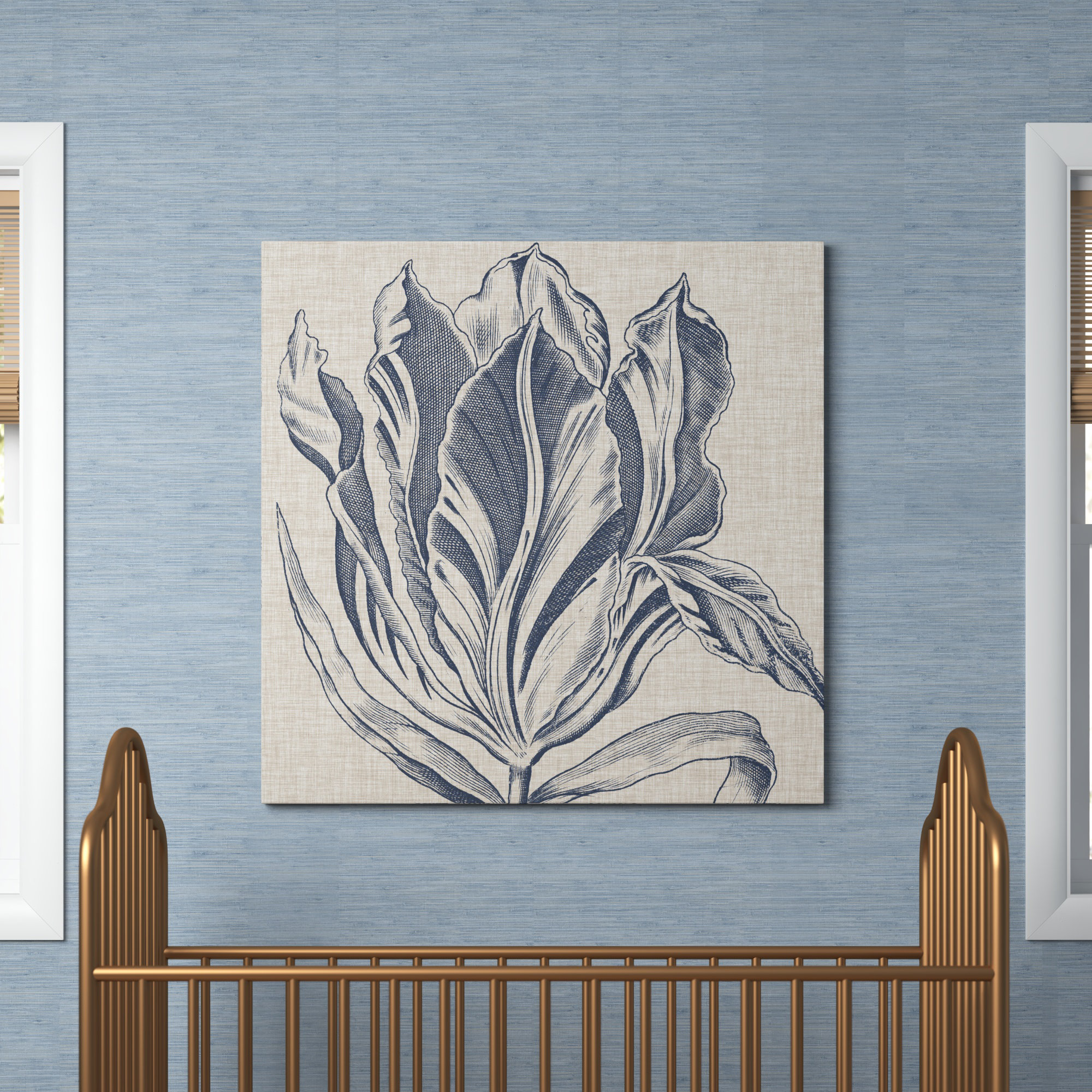 Viv + Rae™ Maja 'Indigo Floral on Linen I' - Wrapped Canvas Painting ...
