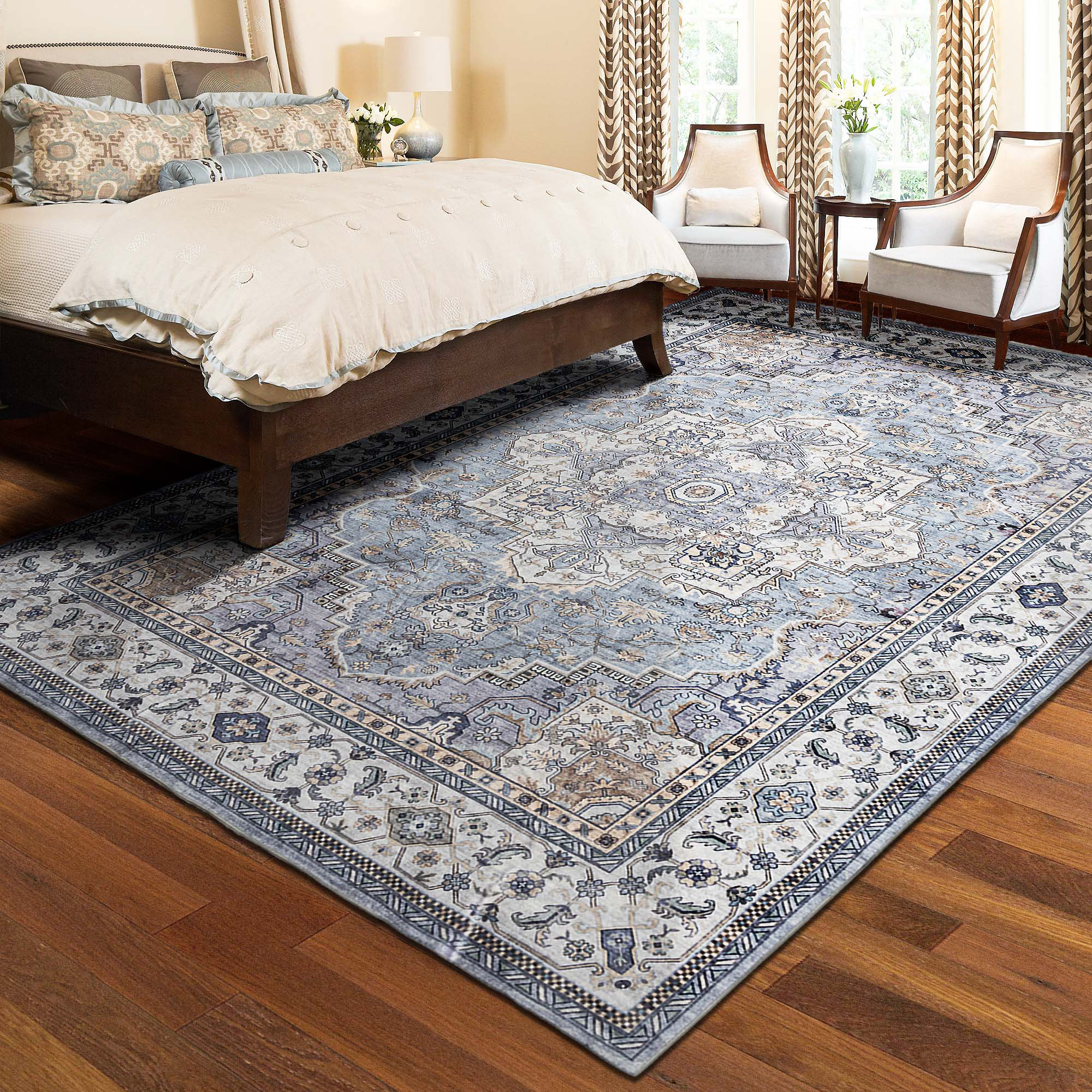 Bungalow Rose Rectangle Torkil Area Rug with Non-Slip Backing | Wayfair
