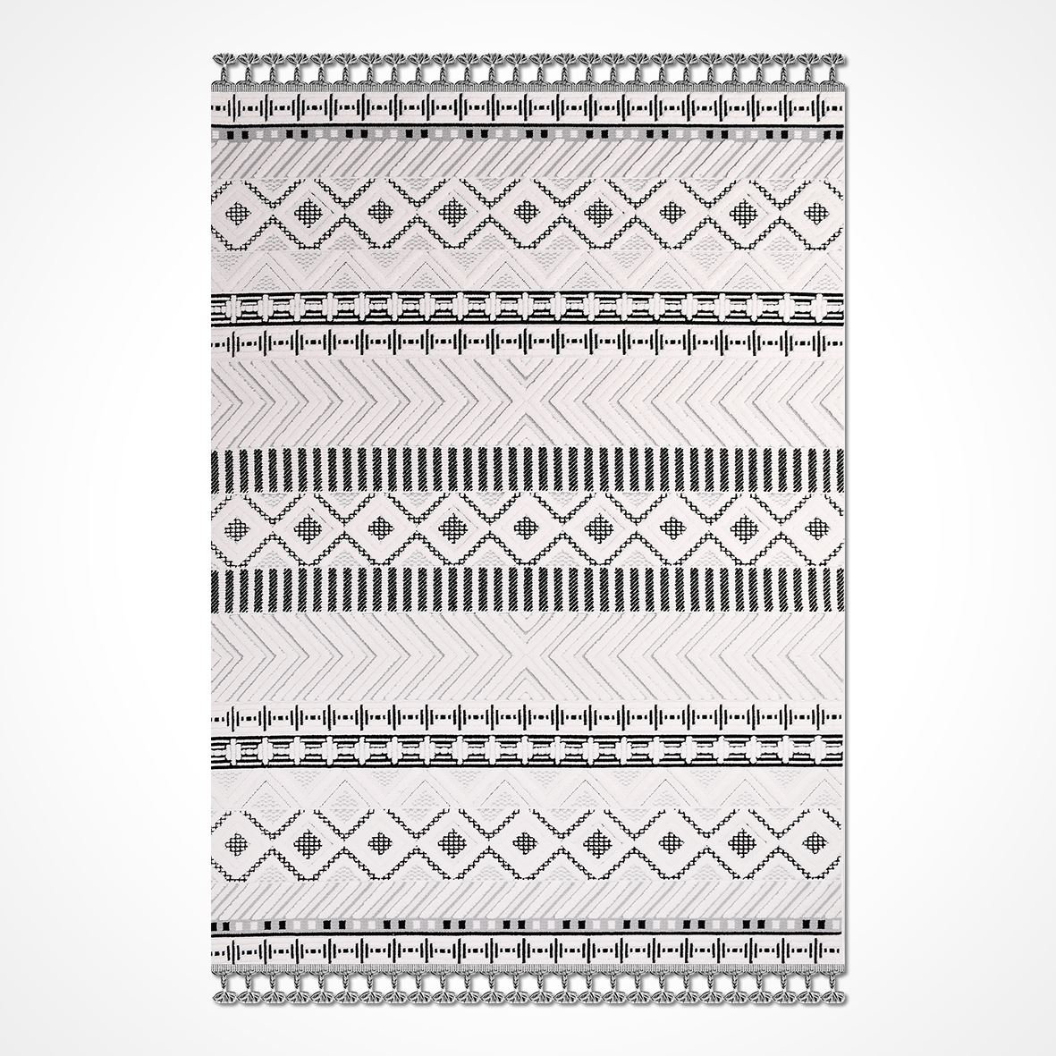 Aegean House Nectar White Geometric Polyester Machine Made Area Rug ...