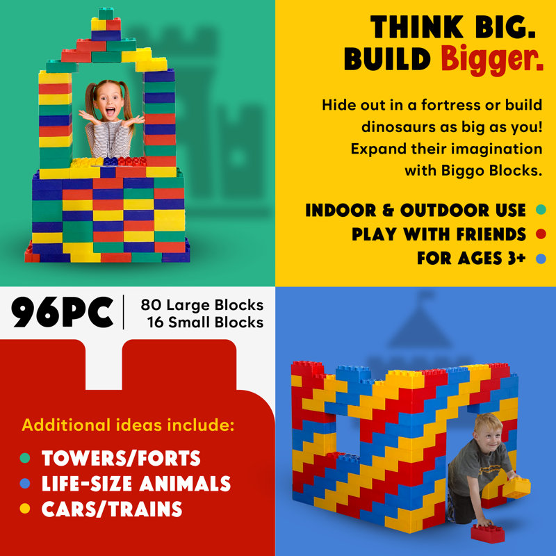 BiggoBlocks Jumbo Blocks, 96 PC Set, for Kids Ages 4-8 | Wayfair