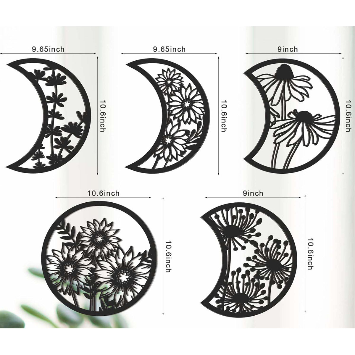 Lark Manor™ 5 Pieces Moon Phase Wall Decor Boho Hanging Moon Phase ...