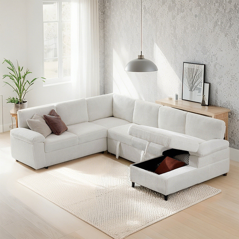 Ebern Designs L-Shaped Convertible Sectional Sofa with Storage - Modern ...