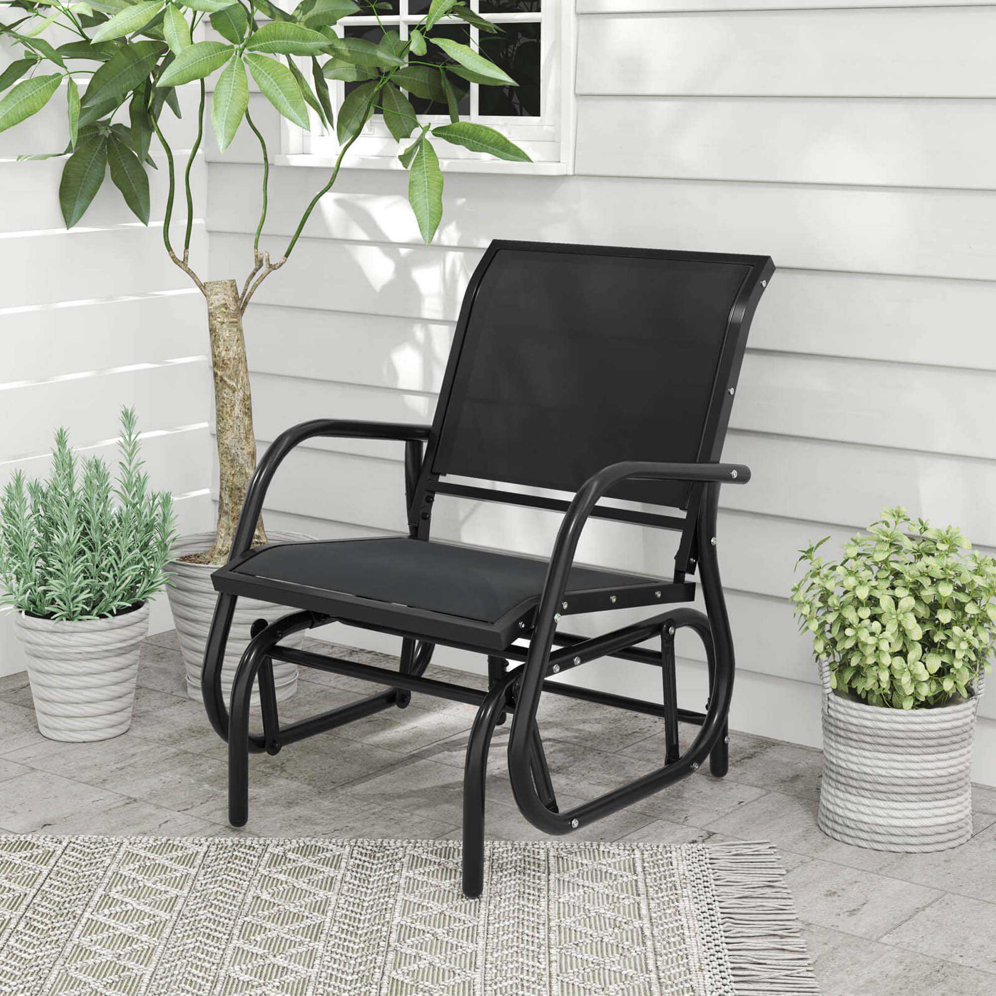 Winston Porter Outdoor Single Swing Glider Rocking Chair Armrest Garden ...