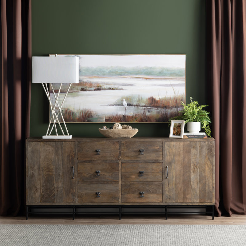 The Twillery Co.® 80" Wide 6 Drawer Acacia Wood Sideboard & Reviews ...