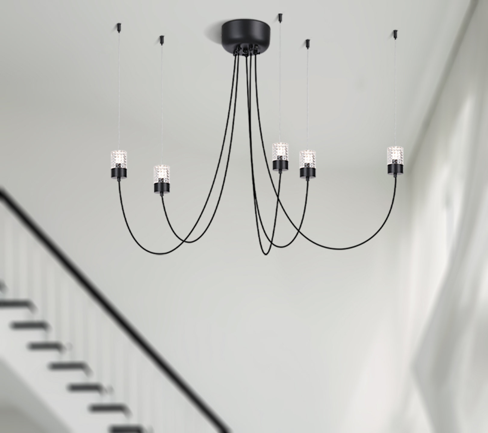 Mercer41 5-Light Black Arc Swaying Arm Gravity Chandelier | Wayfair