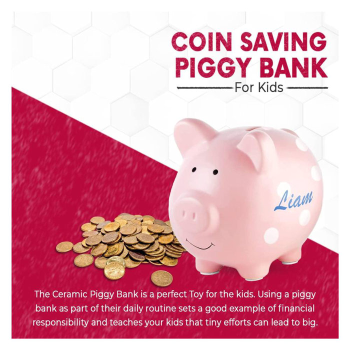 Zoomie Kids Custom Ceramic Piggy Banks For Kids | Perfect Sized Cute ...
