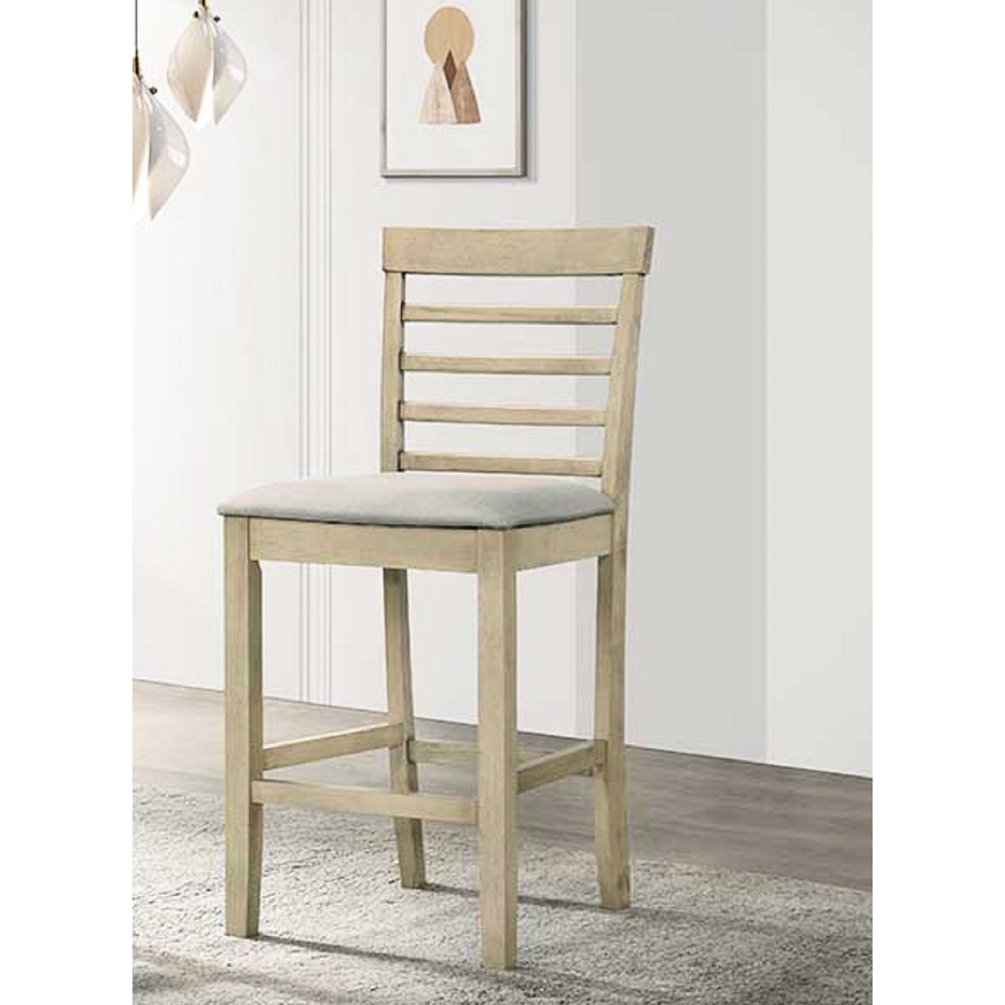 Rosalind Wheeler 2pc Counter Height Dining Chairs, Cream Upholstered ...