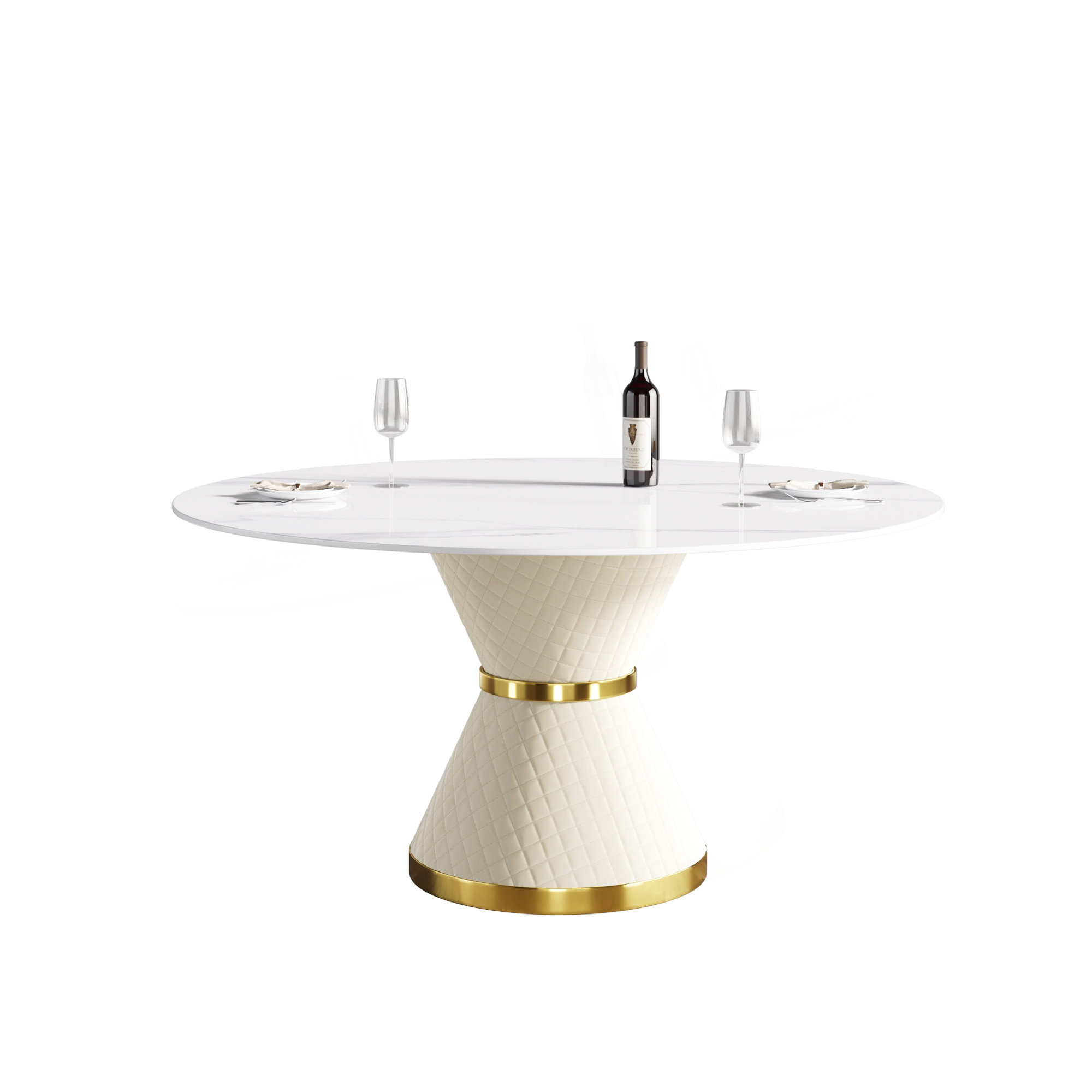 Hokku Designs 59.05"Modern Artificial Stone Round Carbon Steel Base ...
