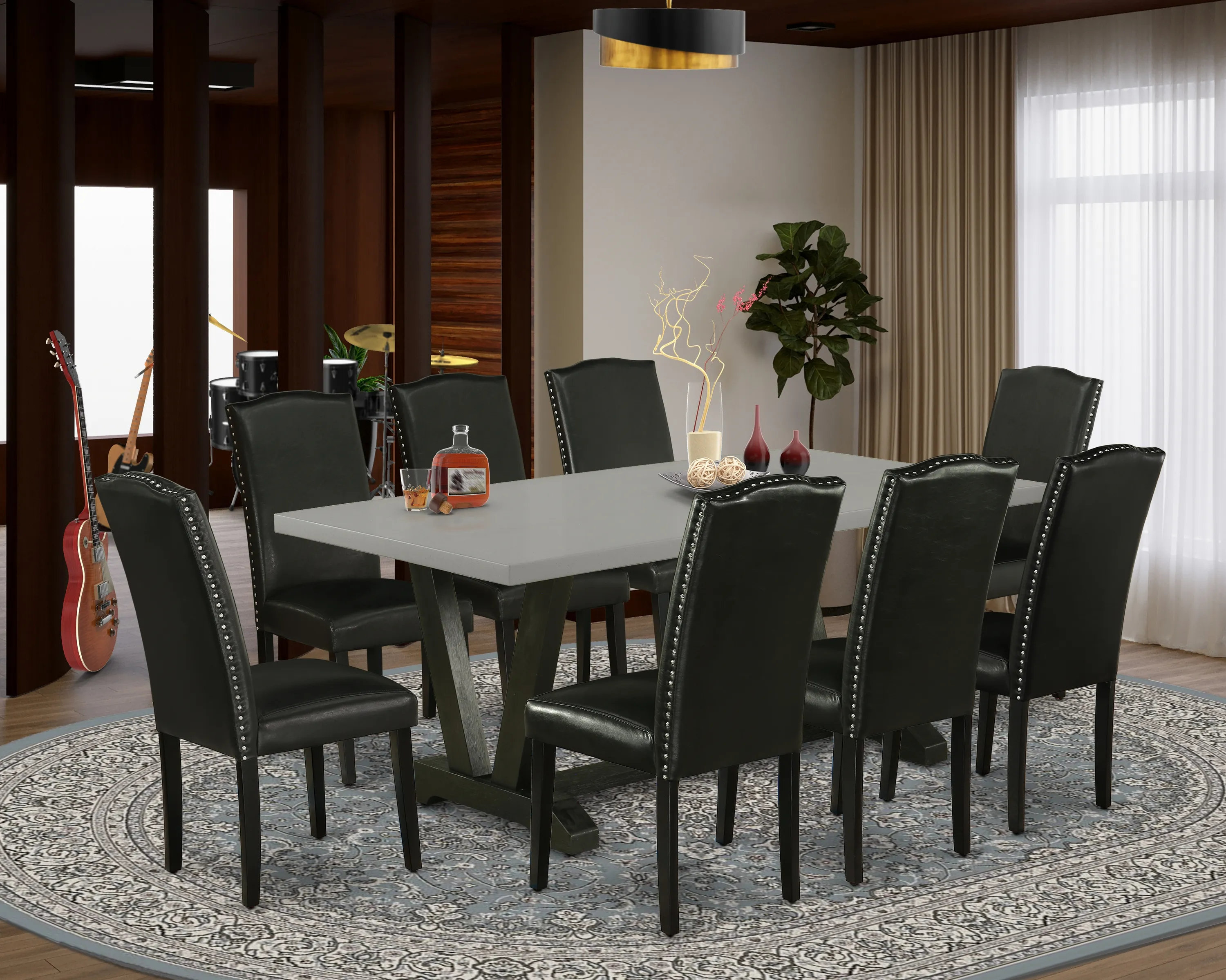 Winston Porter Aimey-Louise 9-Pc Dining Room Table Set - 8 Parson ...