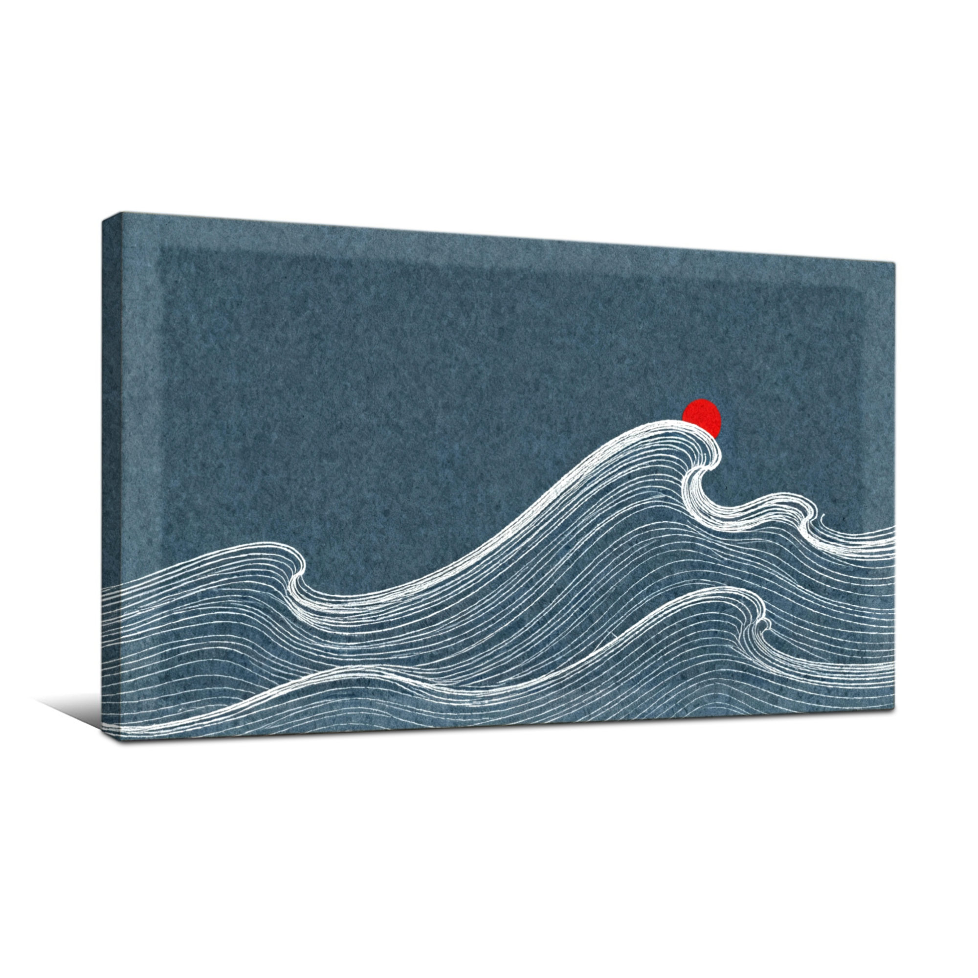 Breakwater Bay Nautical & Beach Wave Pattern With Red Dot On Blue ...