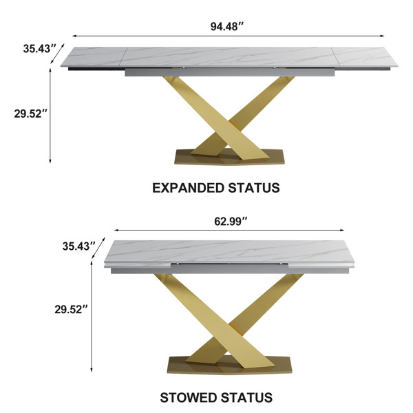 Everly Quinn Harison 9 - Piece 94.48'' Extendable Sintered Stone Dining ...