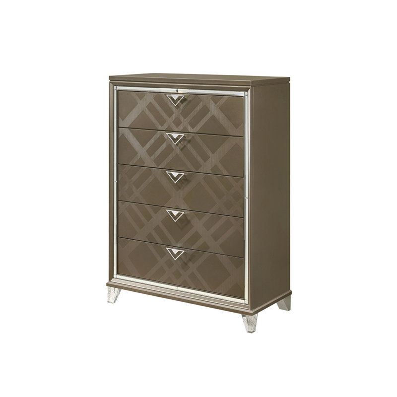 ARTISAN CABINETRY & STONE LLC Skylar Dark Champagne Finish Chest | Wayfair
