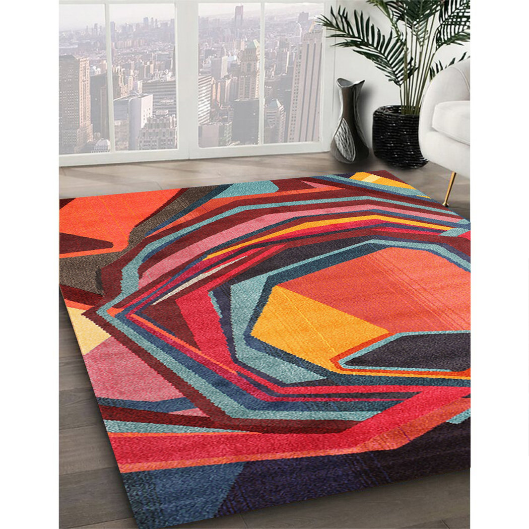 East Urban Home Contemporary Red/Orange/Pink Area Rug | Wayfair