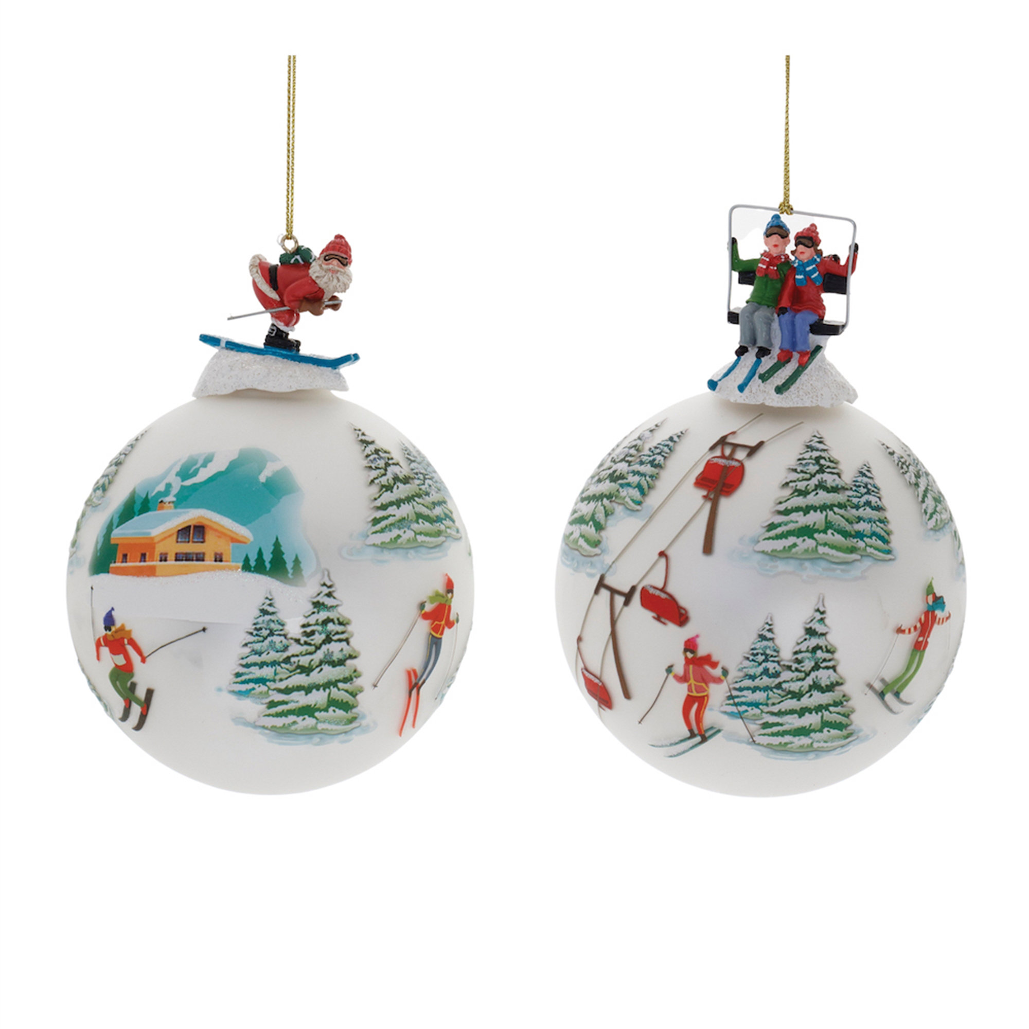 Melrose International Ski Slope Glass Ball Oranment with Character ...