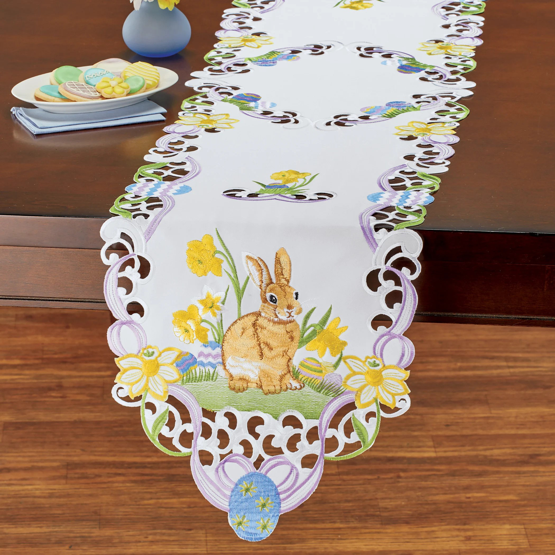 The Holiday Aisle® Charming Embroidered Easter Bunny Garden Table ...