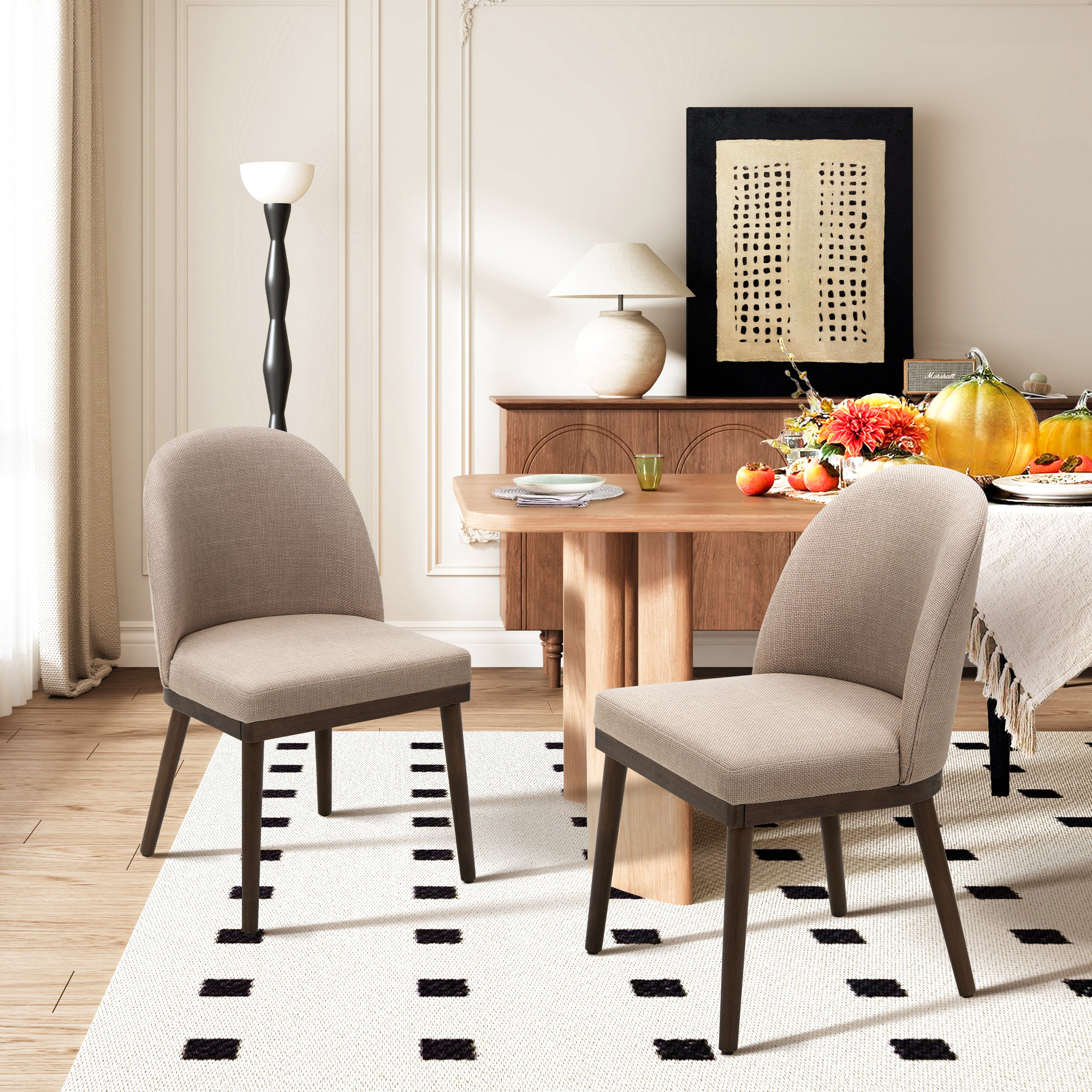 George Oliver Wide Cushioned Solid Wood Dining Chairs & Reviews | Wayfair