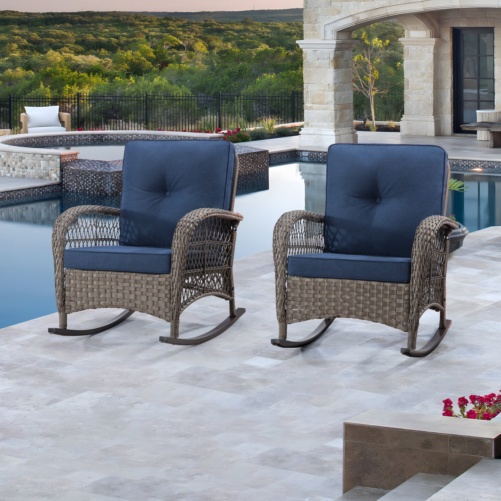 Bay Isle Home™ Méridienne d'extérieur en osier Achyut (ensemble de 2 ...