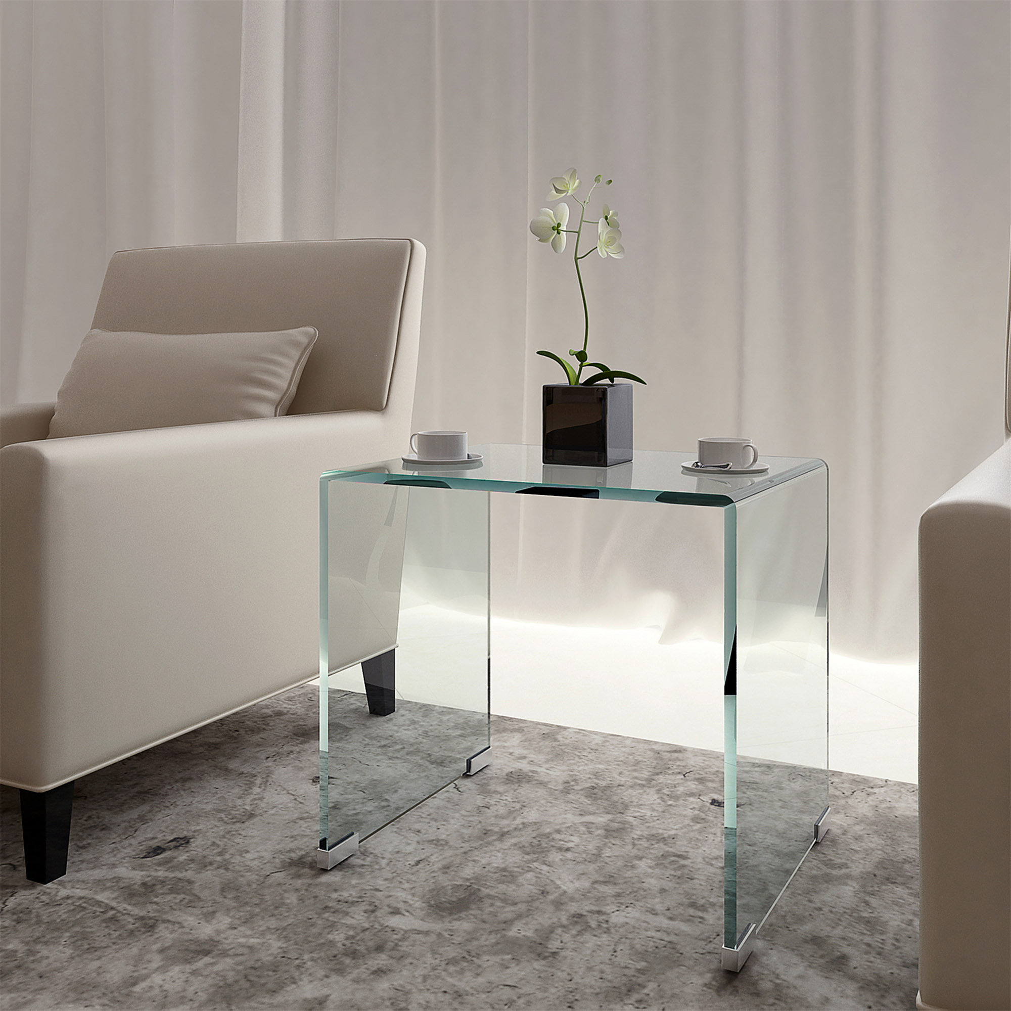 Wrought Studio™ Whole Tempered Glass Coffee Table Clear End Table ...