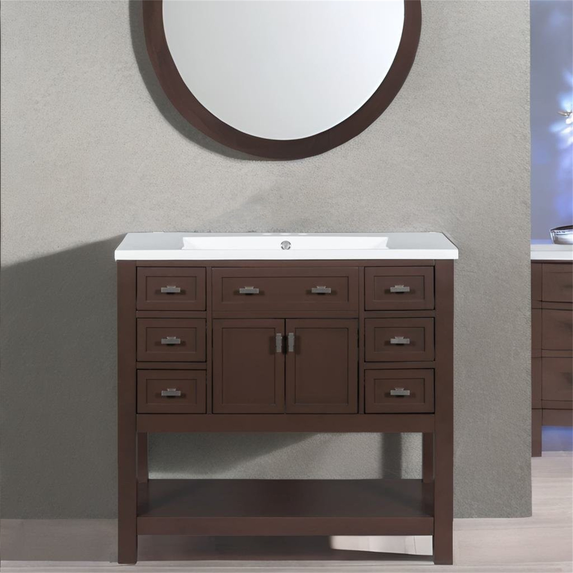 Winston Porter Meuble-lavabo sur pied simple 36 po avec plateau en résine Monigue - Wayfair Canada