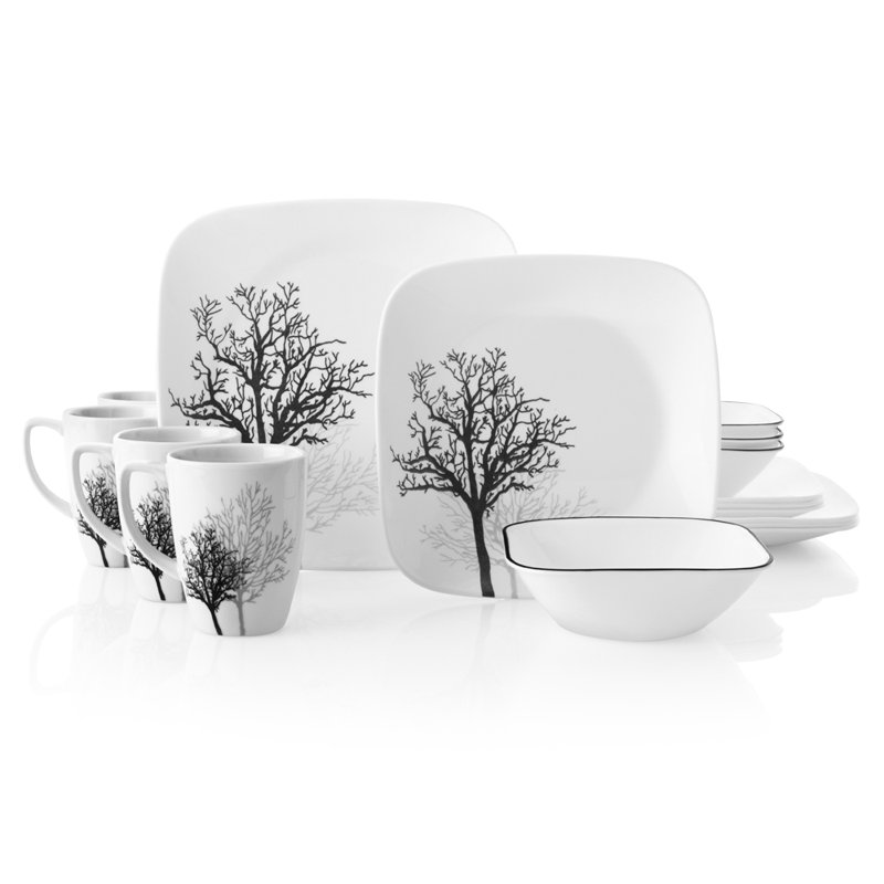 Corelle Square Porcelain China Dinnerware Set - Service for 4 & Reviews ...
