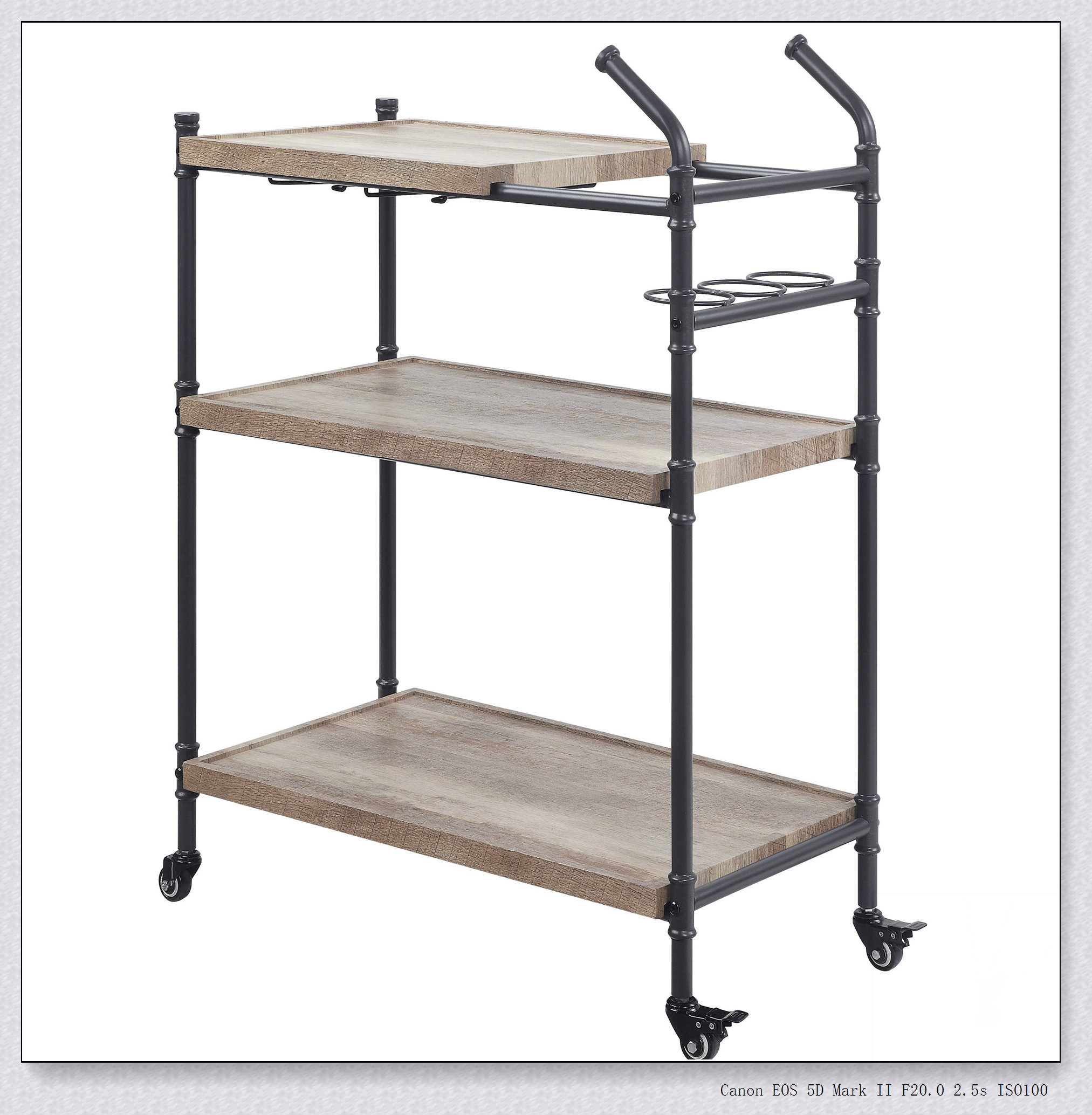Williston Forge Industrial Oak and Sandy 2-Shelf Serving Cart with ...