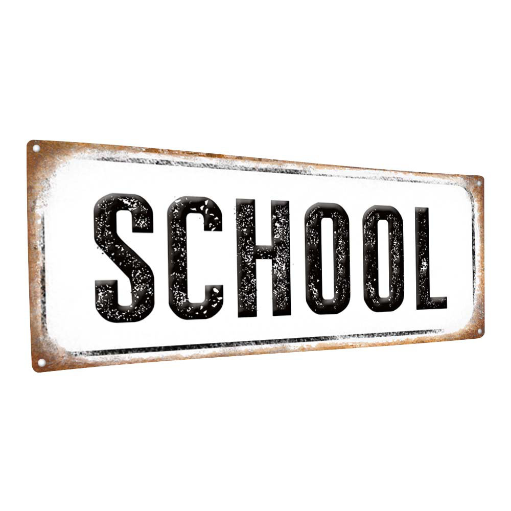 Gracie Oaks " Distressed, School Metal Sign " | Wayfair
