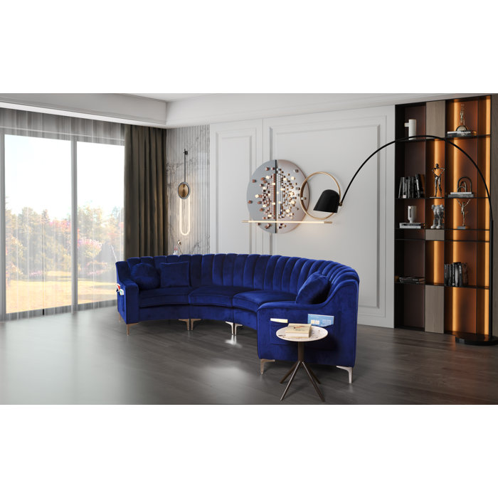 Legend Furniture 142" Wide Upholstered Tufted Velvet Symmetrical ...