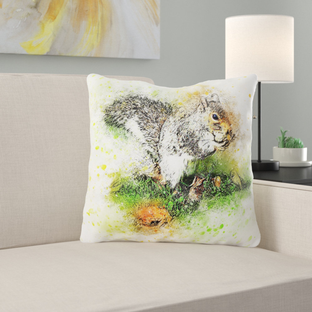 Ebern Designs Putney Squirrel Throw Pillow | Wayfair