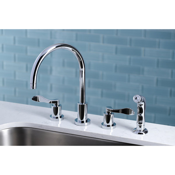 Kingston Brass Double-Handle 4-Hole Widespread Kitchen Faucet with ...