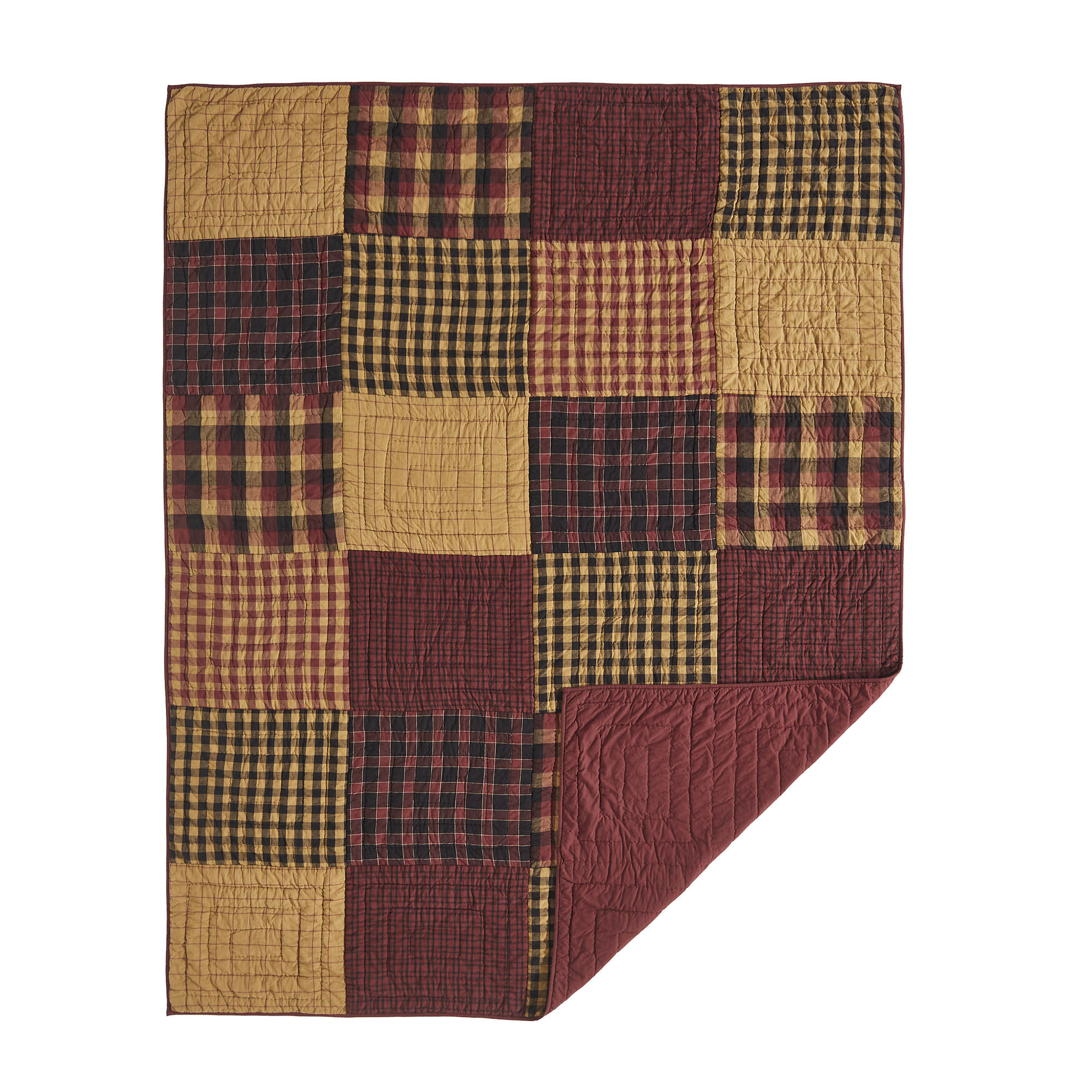 VHC Brands Black/Red/Tan Standard Cotton Reversible Quilt & Reviews ...