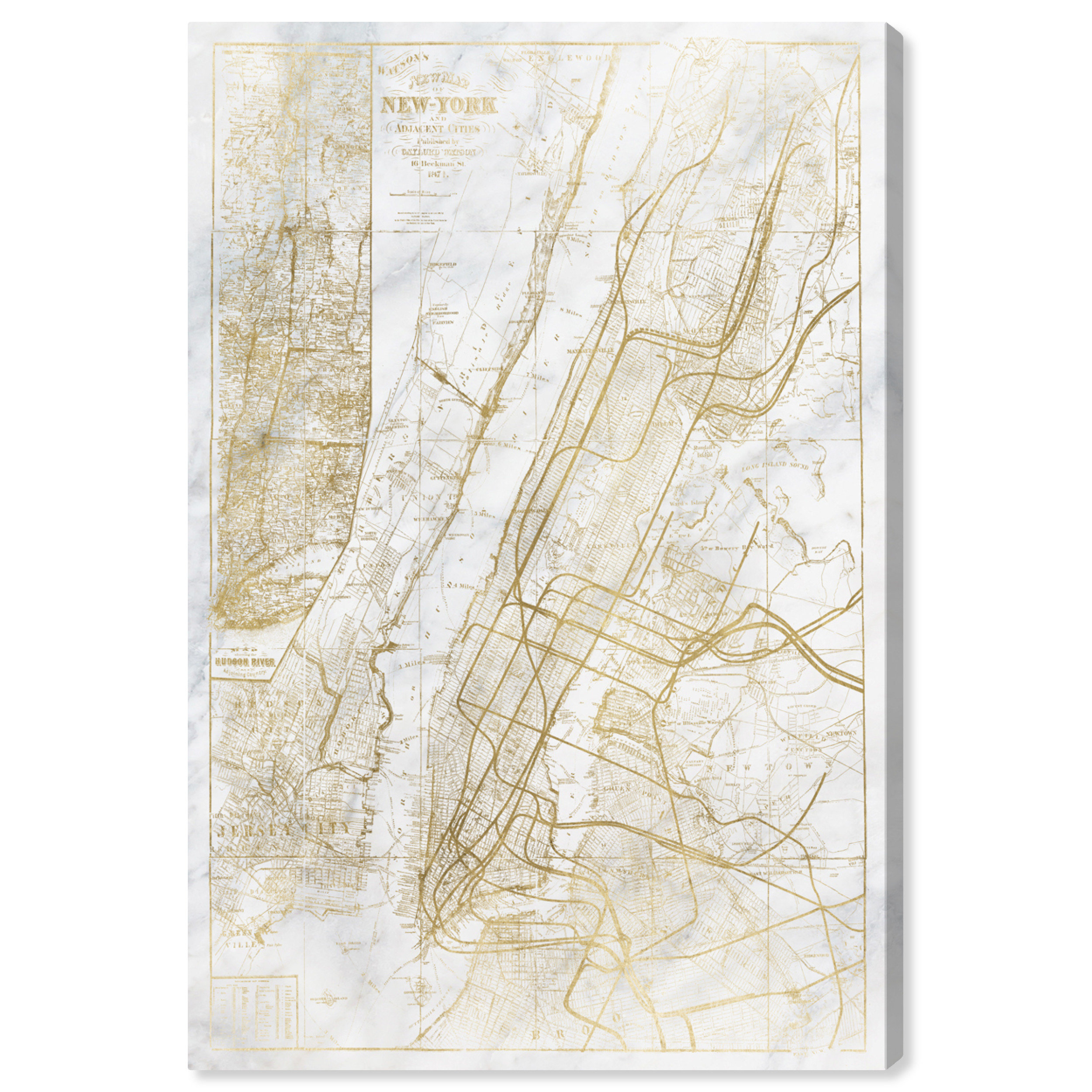 Oliver Gal Prints NY Subway Map Marble - Wrapped Graphic Art on Canvas ...
