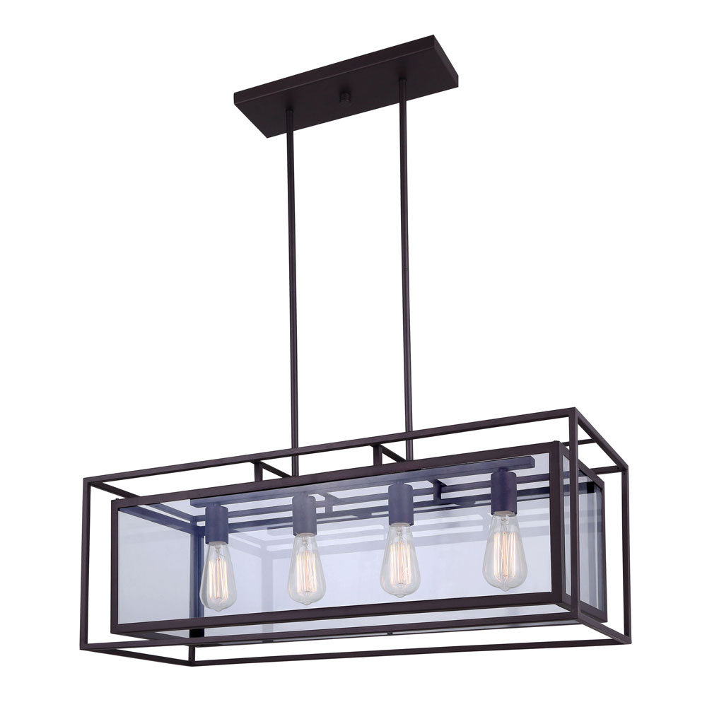 Gracie Oaks Xenya 4 - Light Rectangle Modern Linear Pendant | Wayfair