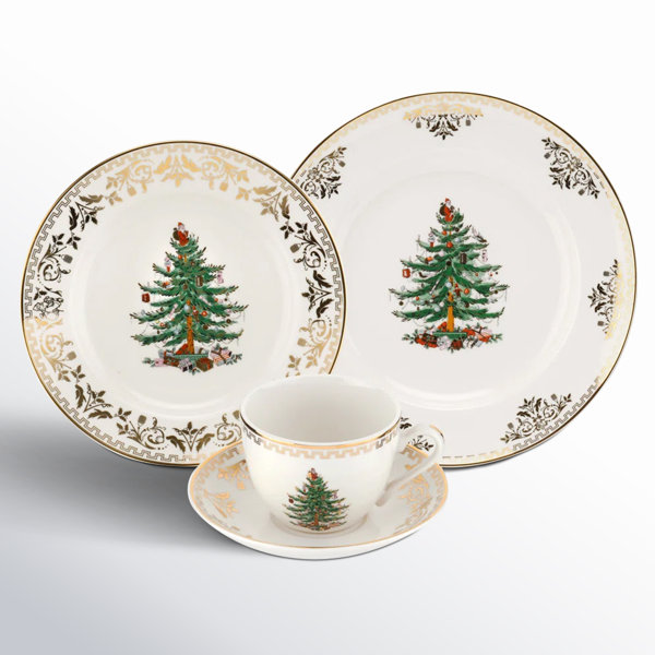Spode Christmas Tree Gold 4-Pc Place Setting & Reviews | Birch Lane